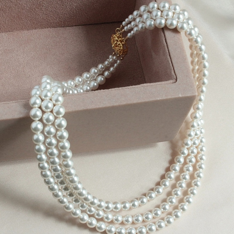 Triple Strand Pearl - Etsy