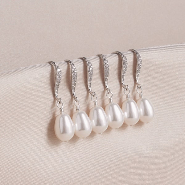 Silver Pearl Earrings - Etsy