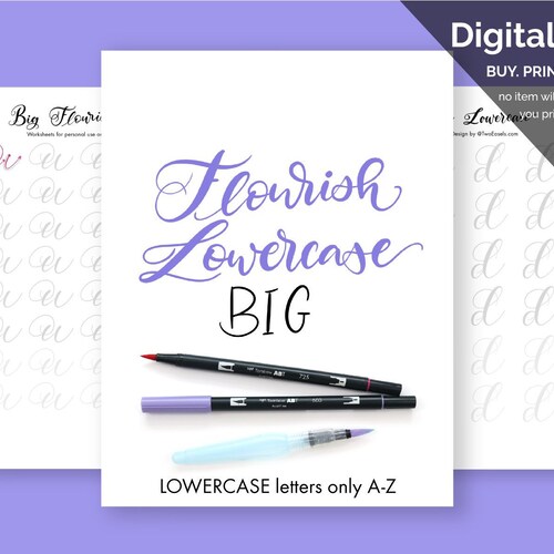 Fun Brush Lettering Printable Practice Sheets. Modern - Etsy