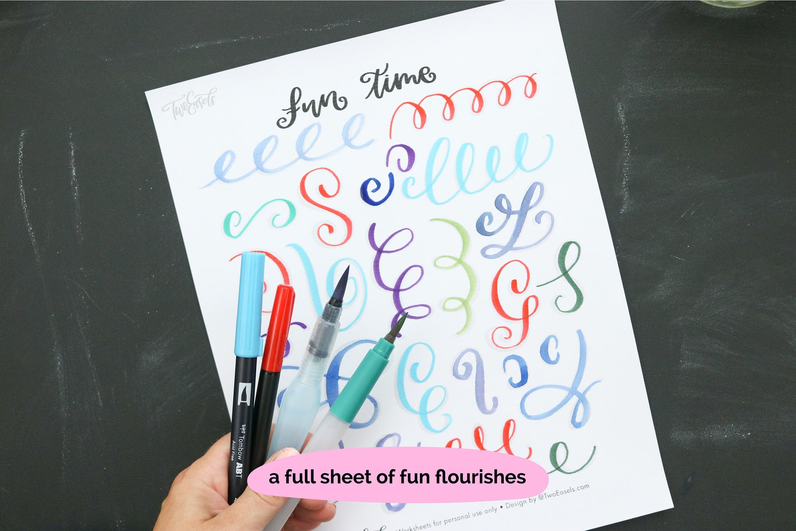 Fun Brush Lettering Printable Practice Sheets. Modern - Etsy
