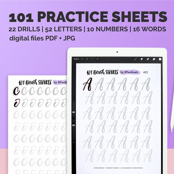 Hand Lettering Worksheets - Etsy