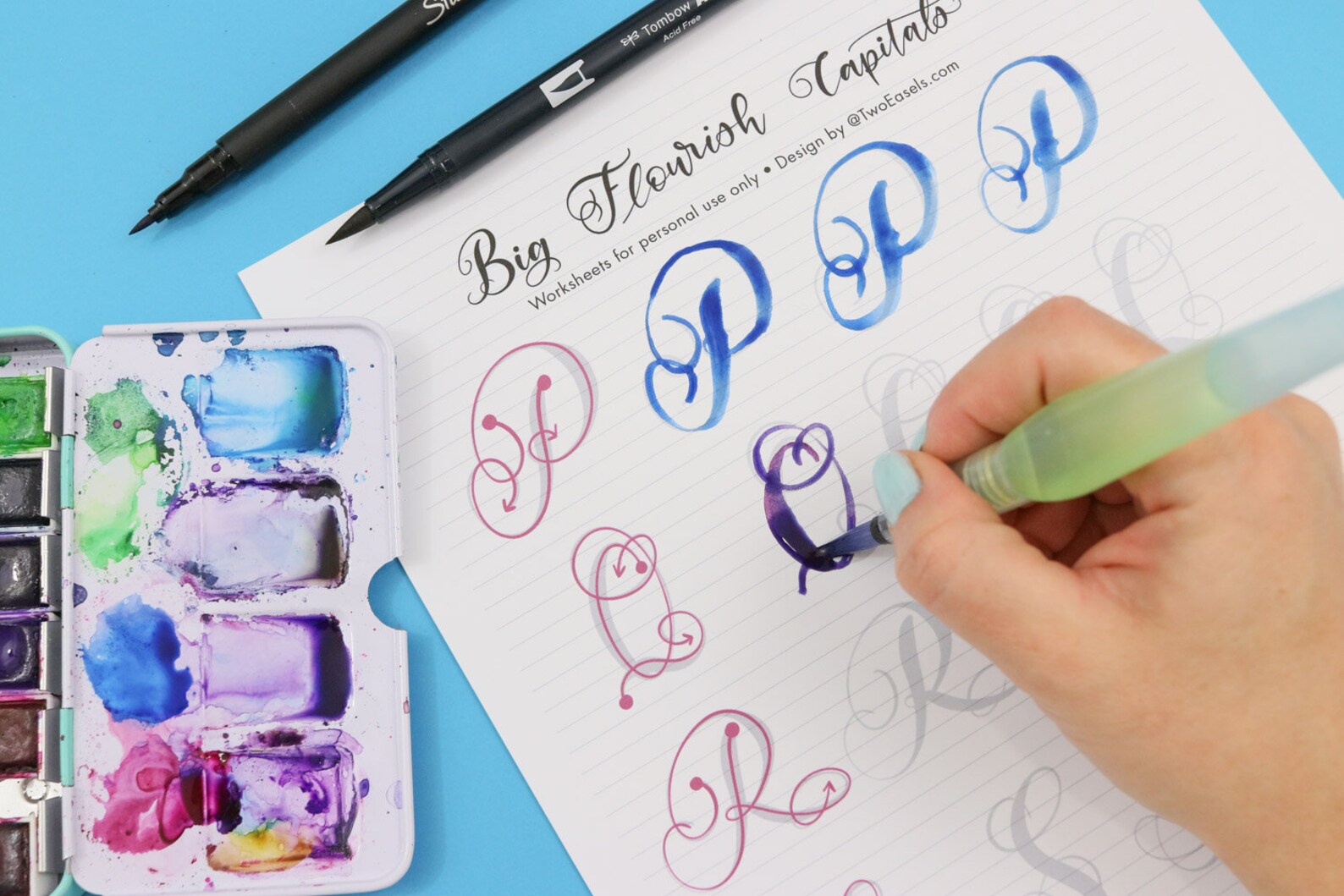 Big Brush Marker Flourish Capital Letters Alphabet Modern Calligraphy ...