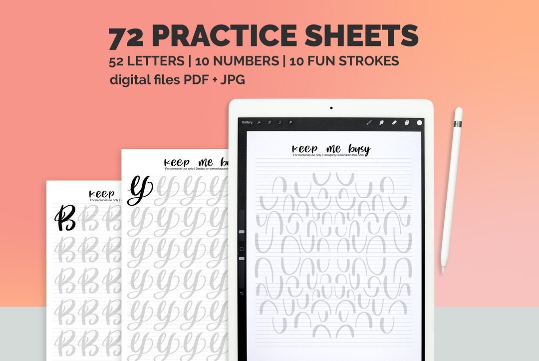 Brush Lettering Practice Worksheets Modern Calligraphy Tombow Brush ...