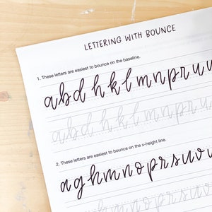 Bounce Lettering Modern Calligraphy Lettering Worksheets Instant ...