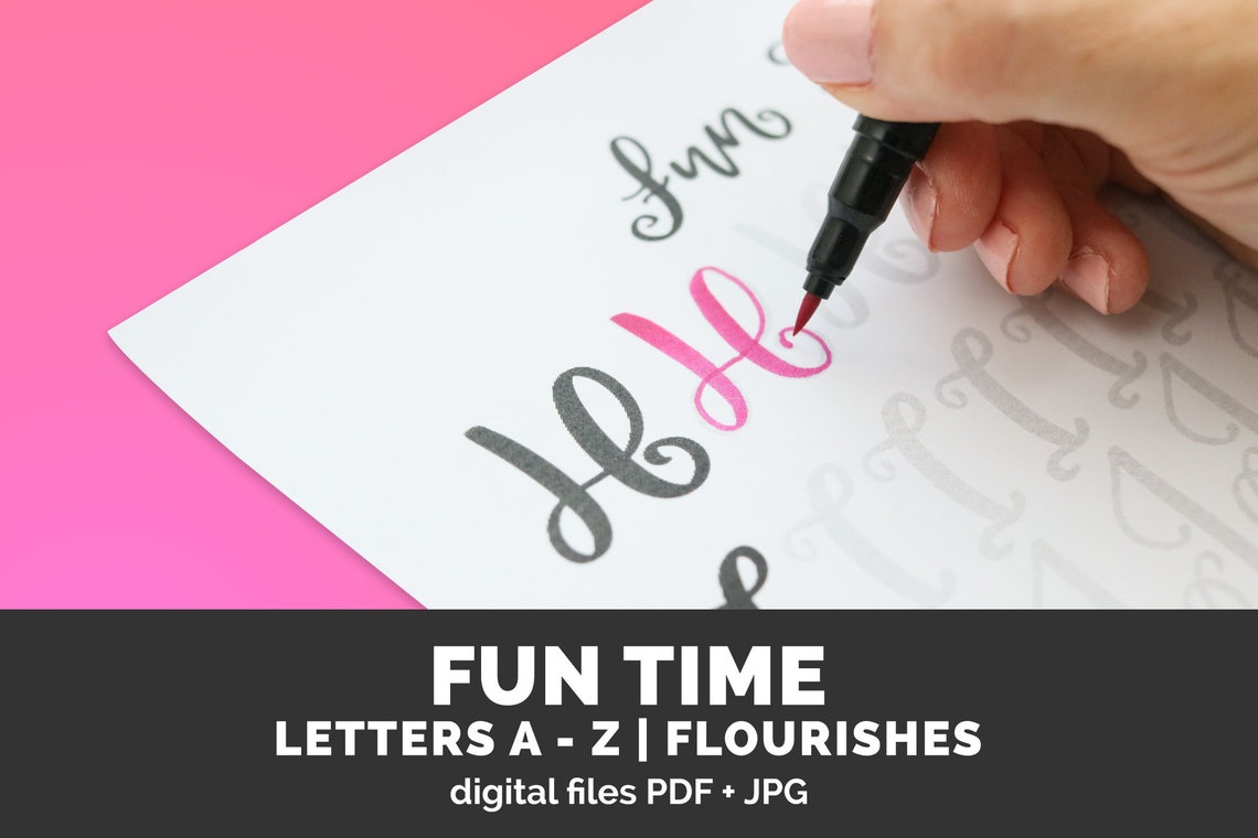 Fun Brush Lettering Printable Practice Sheets. Modern | Etsy