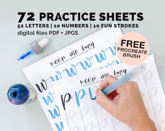 Fun Brush Lettering Printable Practice Sheets. Modern - Etsy