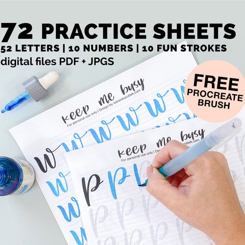 Fun Brush Lettering Printable Practice Sheets. Modern - Etsy
