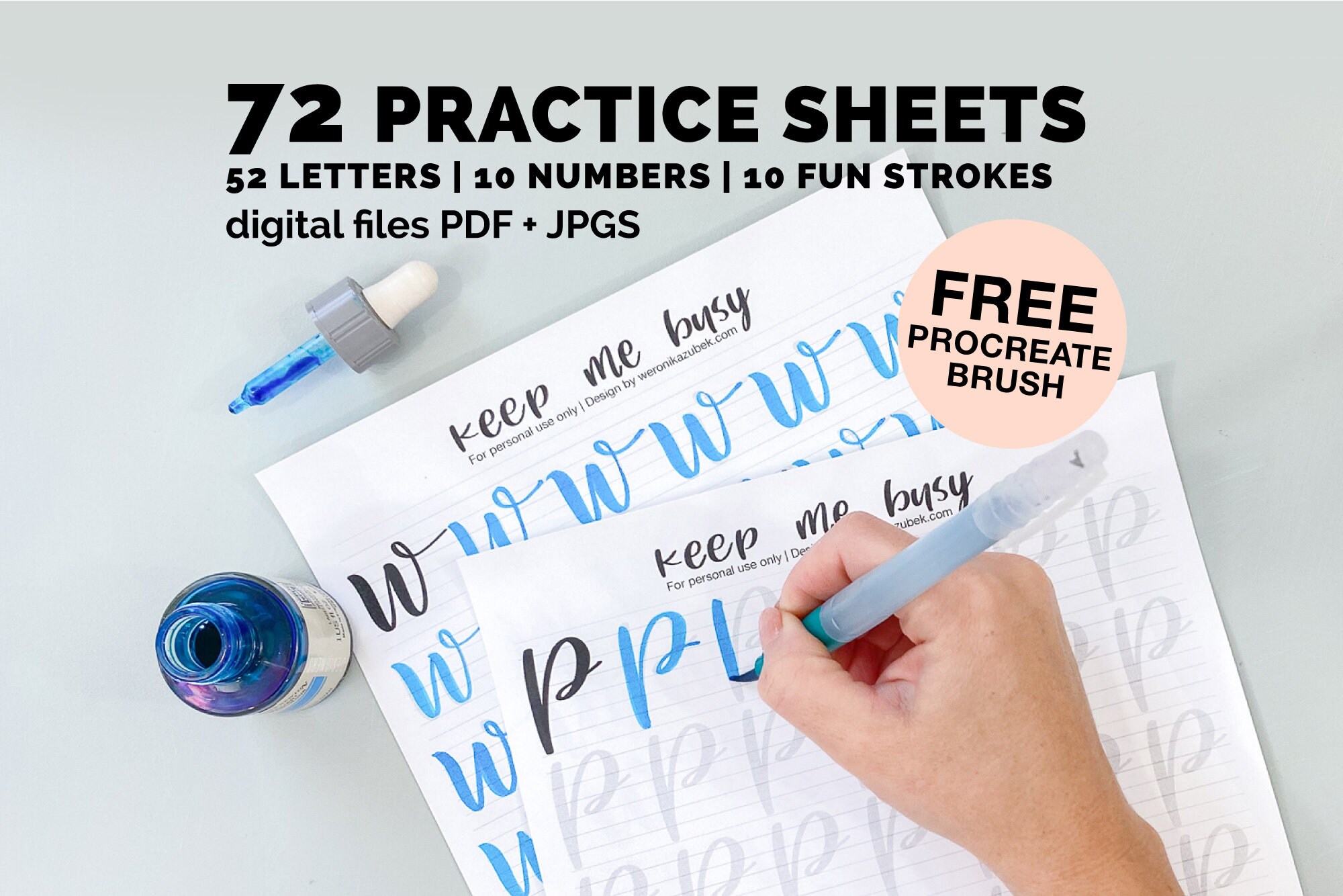 Brush Lettering Practice Worksheets Modern Calligraphy Tombow - Etsy