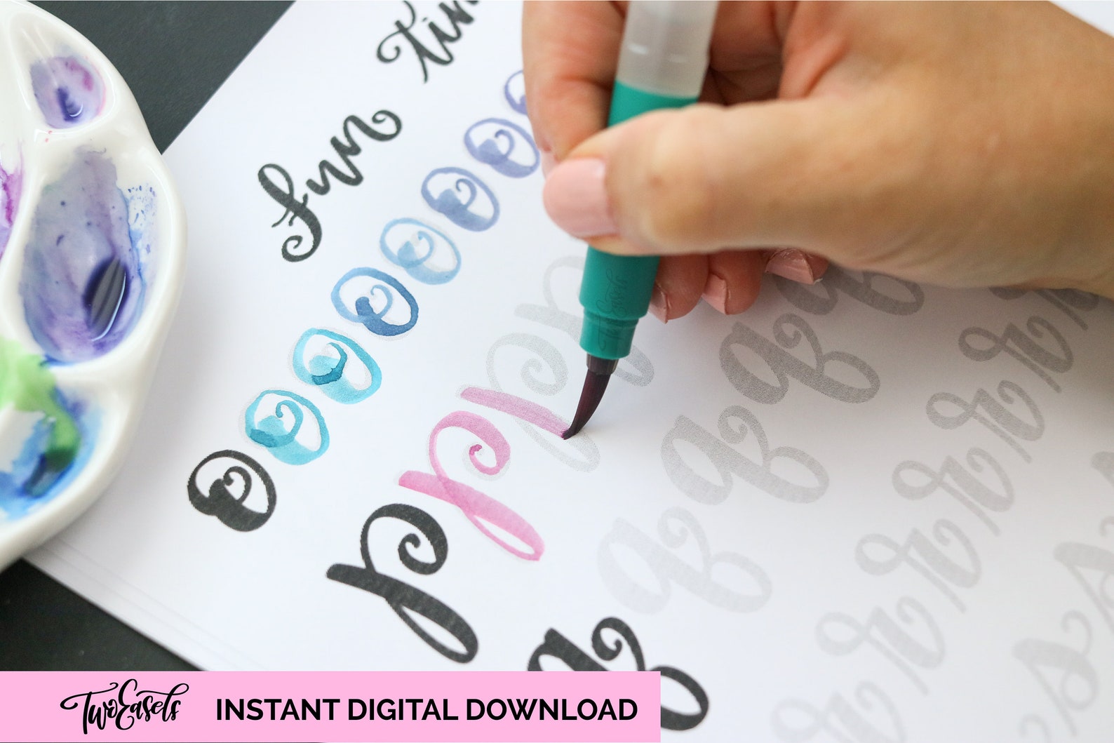 Fun Brush Lettering Printable Practice Sheets. Modern - Etsy