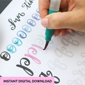 Fun Brush Lettering Printable Practice Sheets Modern Calligraphy Kids ...