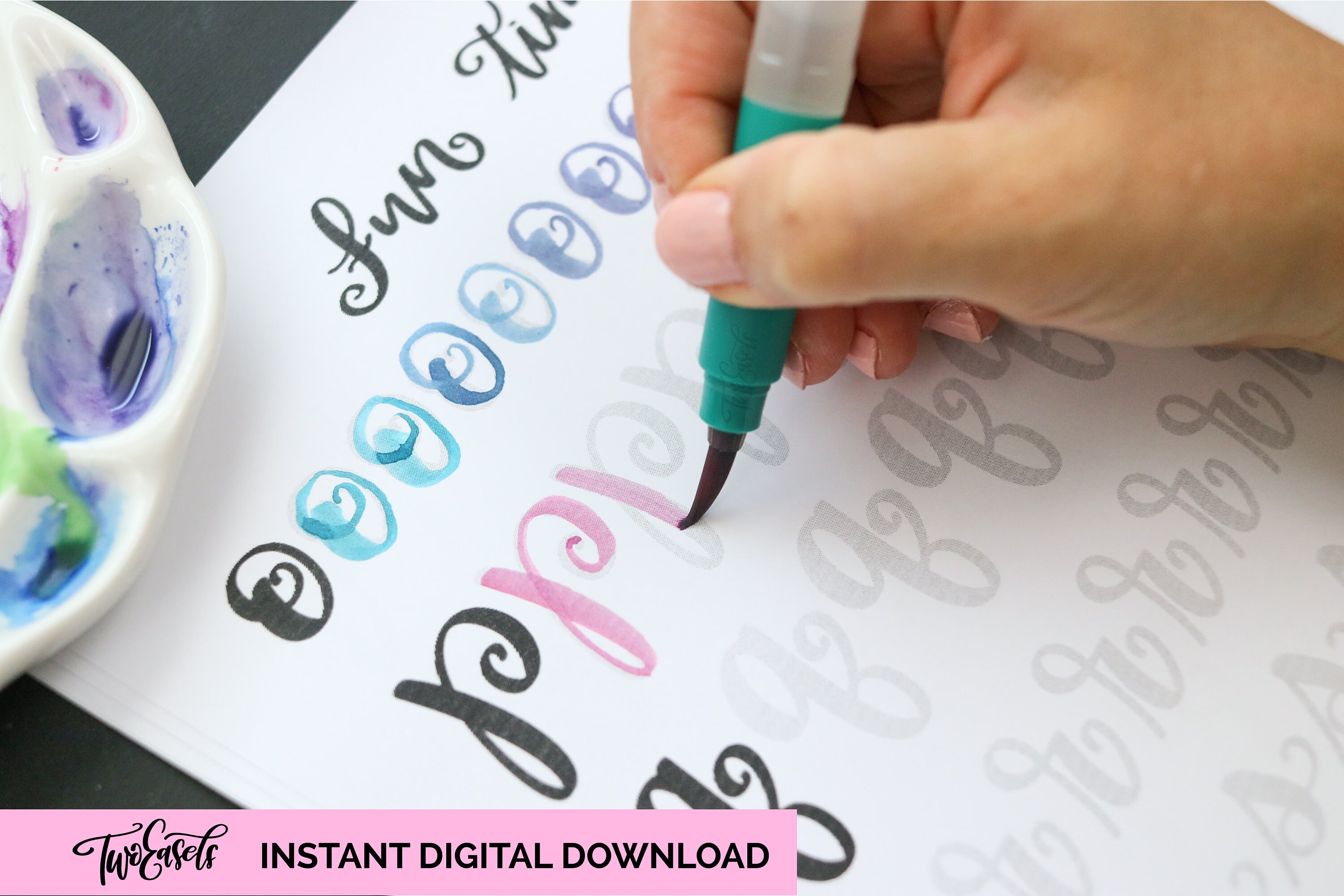 Fun Brush Lettering Printable Practice Sheets. Modern | Etsy
