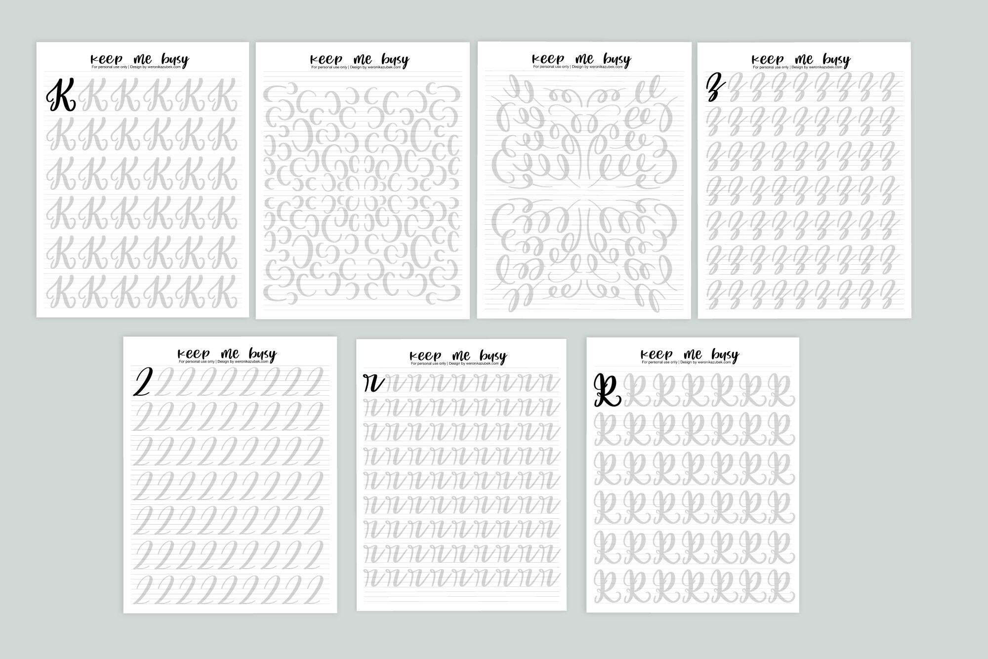 Brush Lettering Practice Worksheets Modern Calligraphy Tombow - Etsy