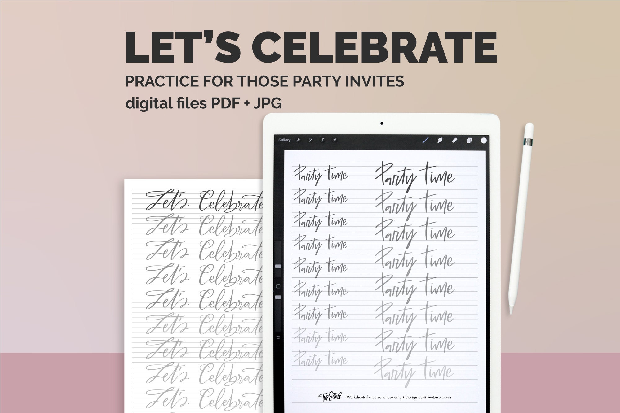Lettering Worksheet Party Invitation Worksheets Brush Lettering ...