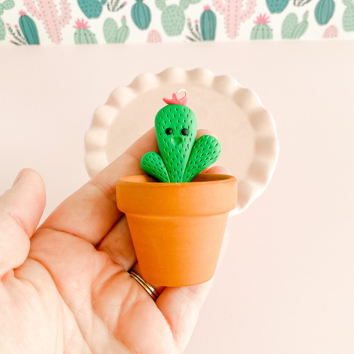 Cute Cactus Charm Kawaii Cacti Keychain Simple Southwest | Etsy