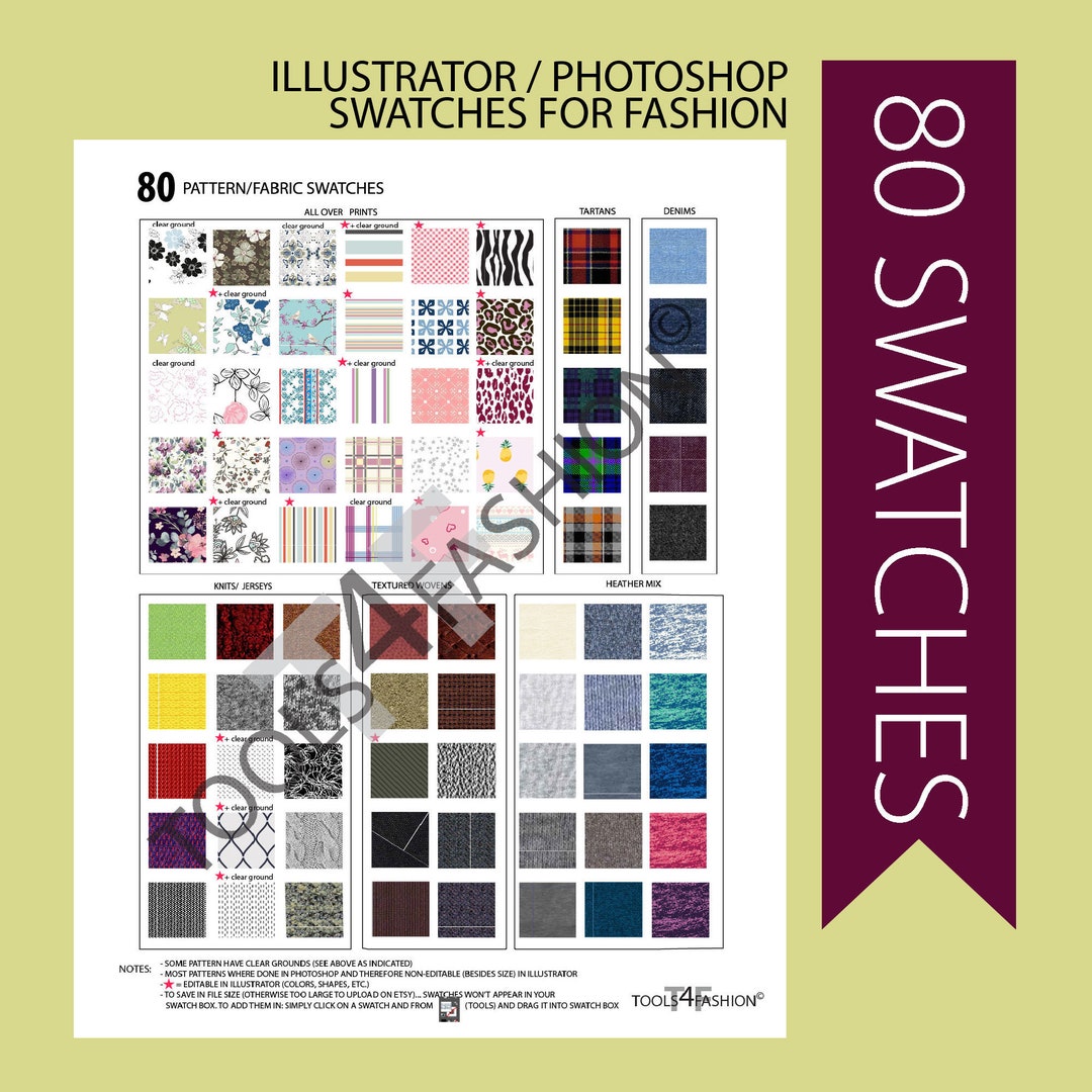 ILLUSTRATOR FABRIC SWATCHES - Fashion Industry Tools - Etsy