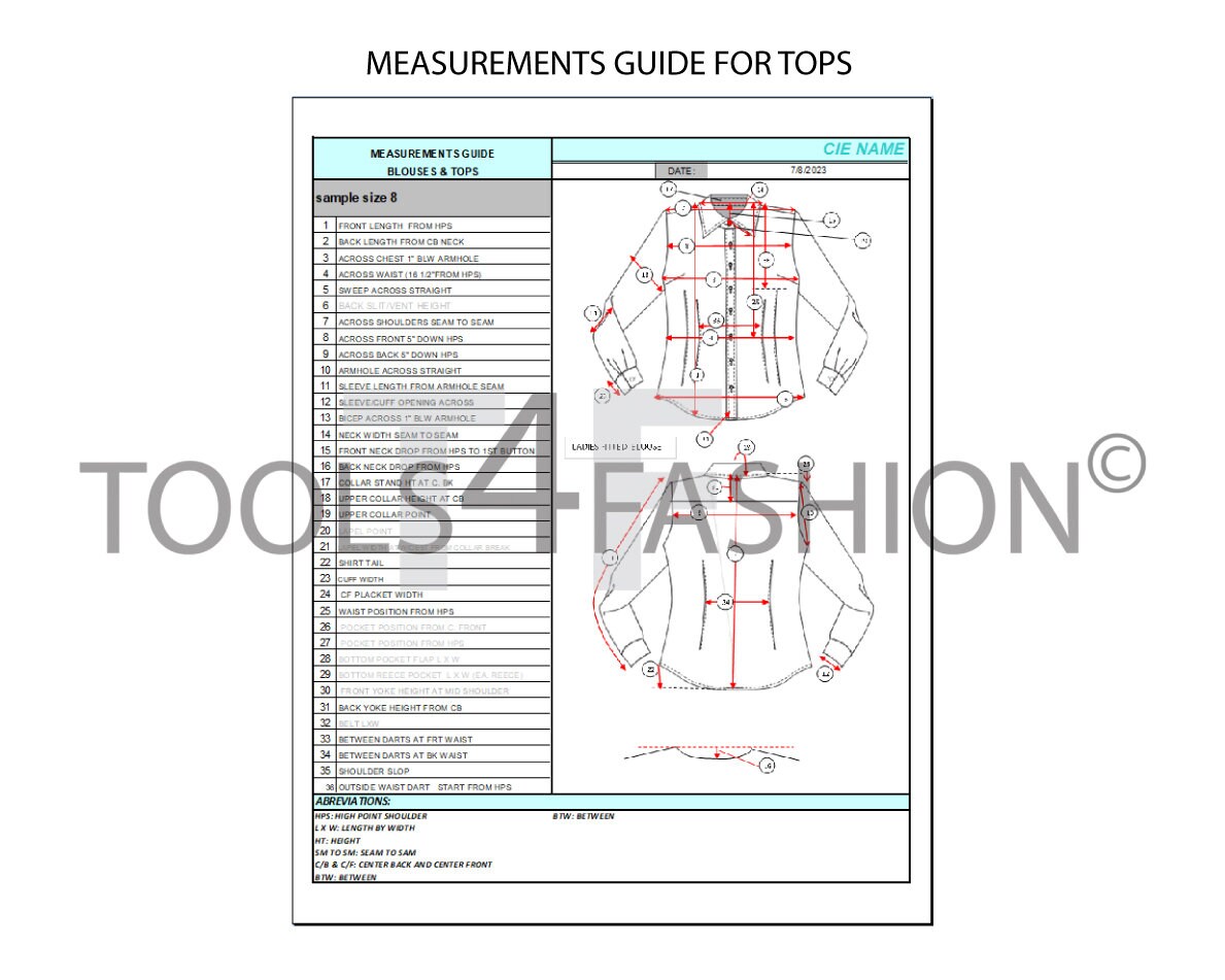 SAMPLE MEASURING GUIDES for Vendors/manufacturers - Etsy