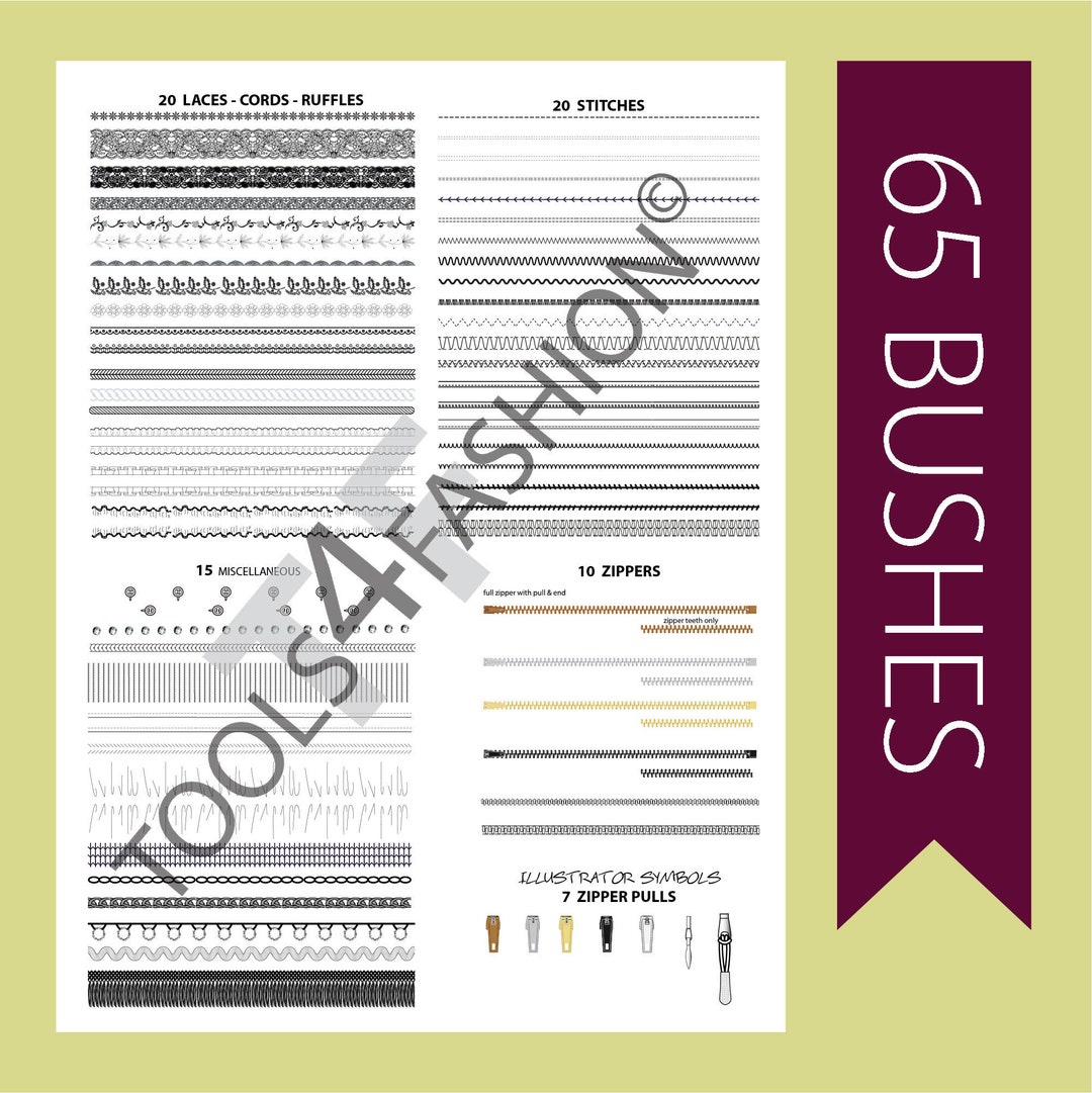 65 ILLUSTRATOR BRUSHES - Fashion Industry's Essential Tool! - Etsy