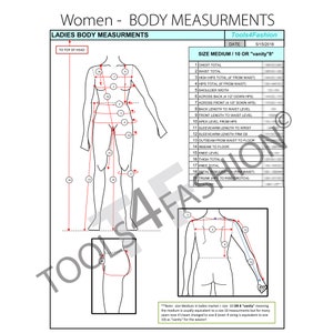 Template - Women's Body Measurements in Excel Format - Etsy