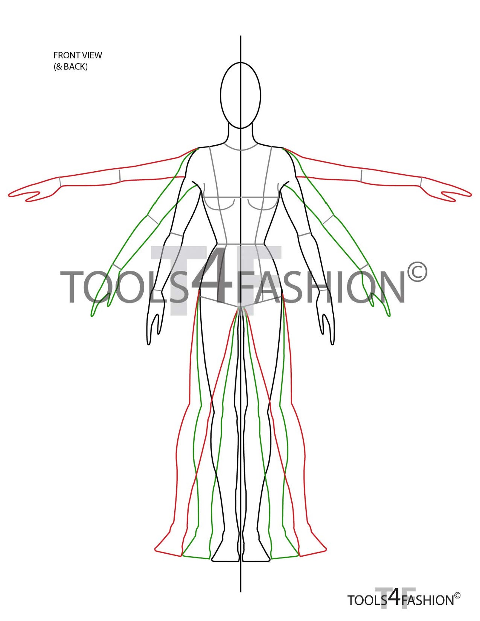 Fashion Flat Base Template, Tech Pack Base - Female Front and Side ...