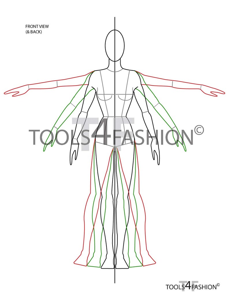Fashion Flat Base Template, Tech Pack Base - Female Front and Side ...