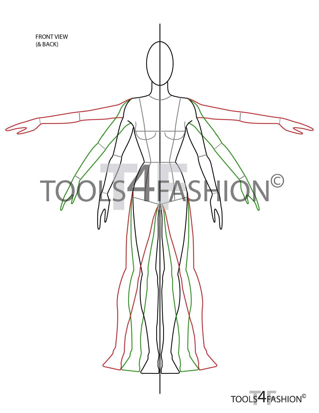 Fashion Flat Base Template, Tech Pack Base - Female Front and Side ...