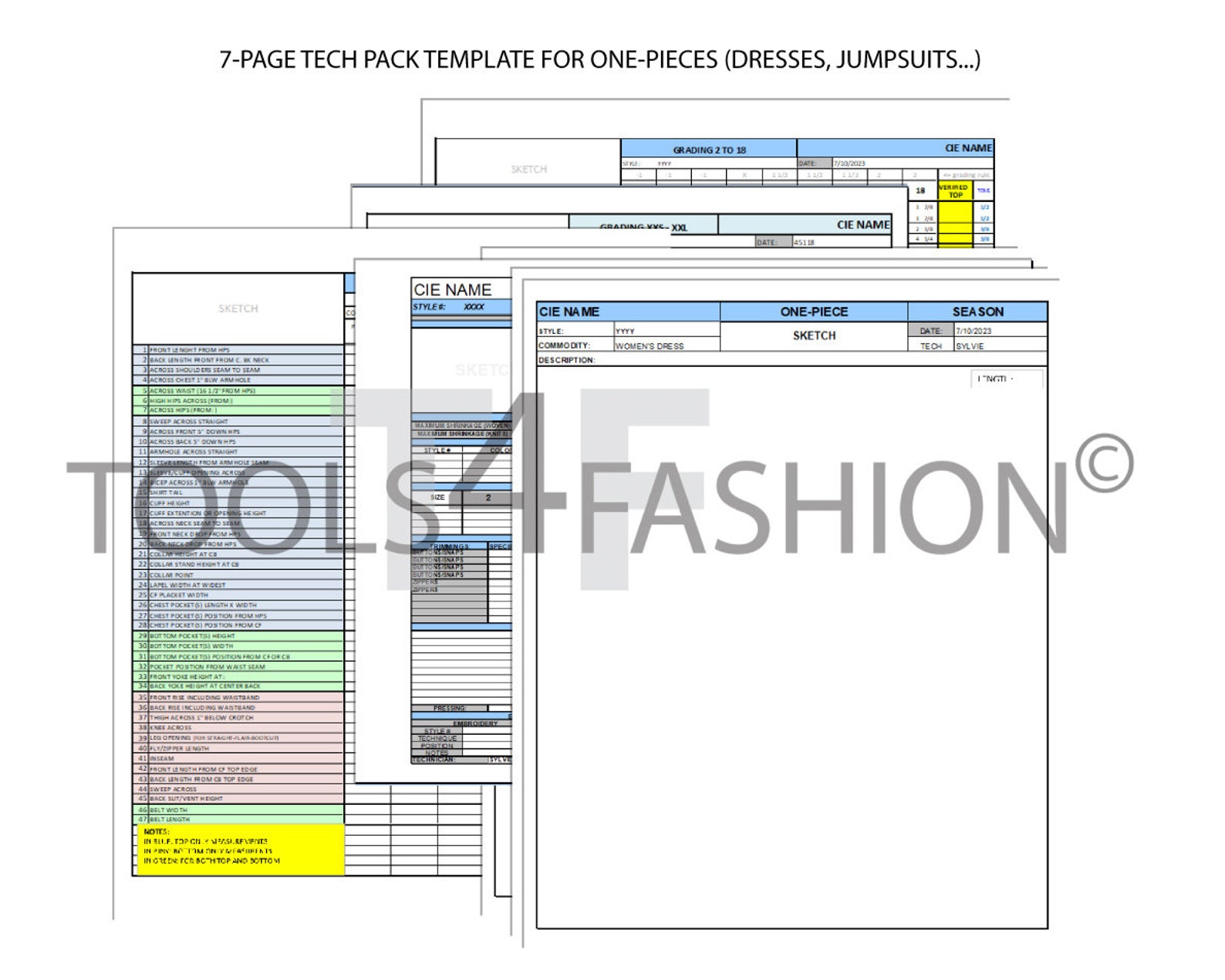 TECH PACK TEMPLATE - Industry Standard - Fashion Spec Sheets Excel ...