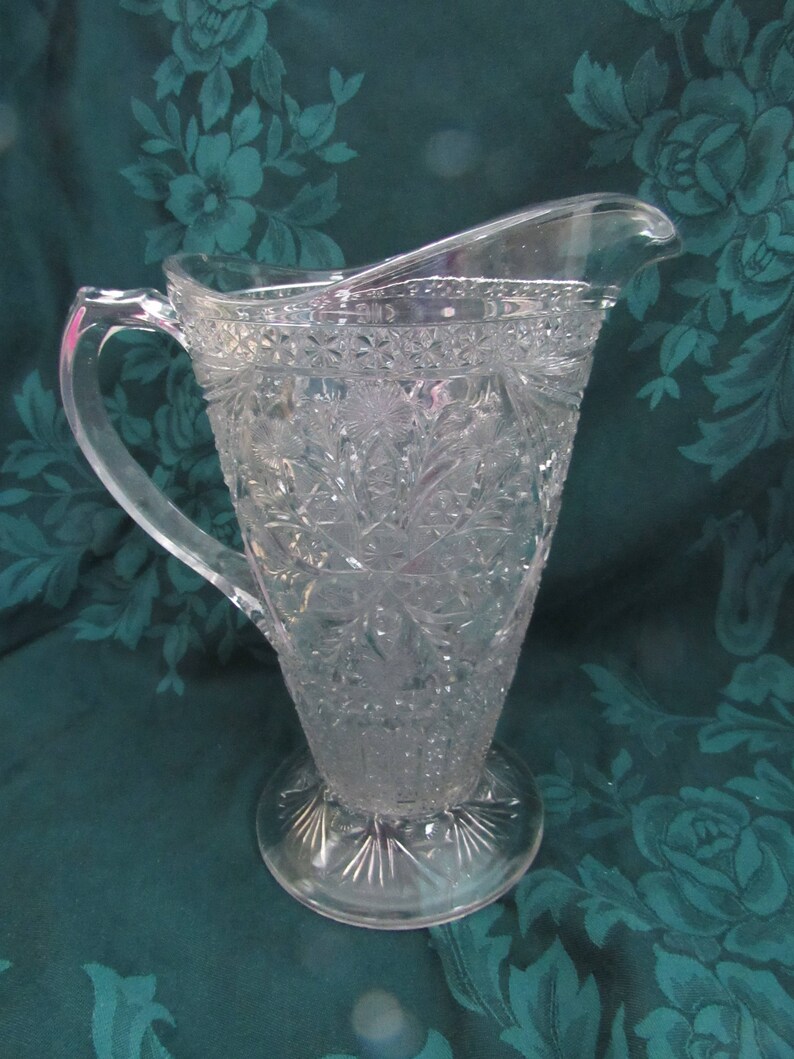 Vintage Eapg Pressed Glass Water Pitcher Wedding Decor Etsy