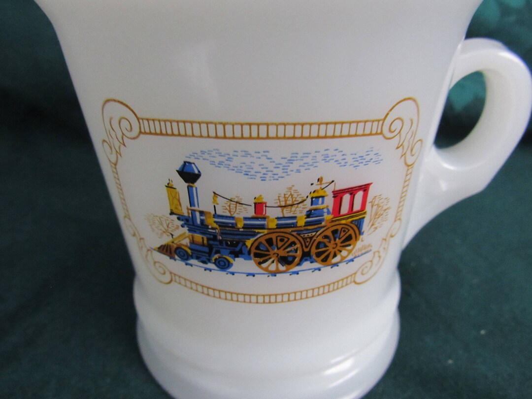 Vintage Shaving Mug Train Design Avon Milkglass - Etsy