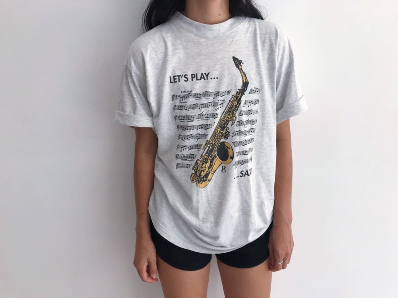 80s Vintage Saxophone Shirt // Let's Play Sax Tee // Jazz Band // Sax ...