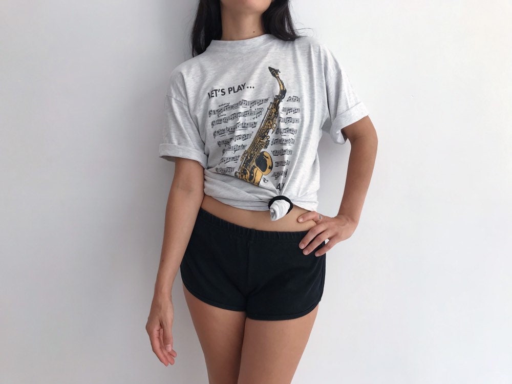 80s Vintage Saxophone Shirt // Let's Play Sax Tee // Jazz Band // Sax ...