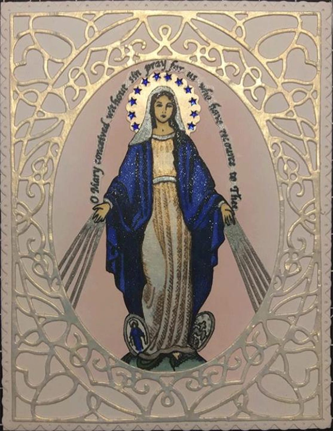 Our Lady of the Miraculous Medal Rubber Stamp - Etsy