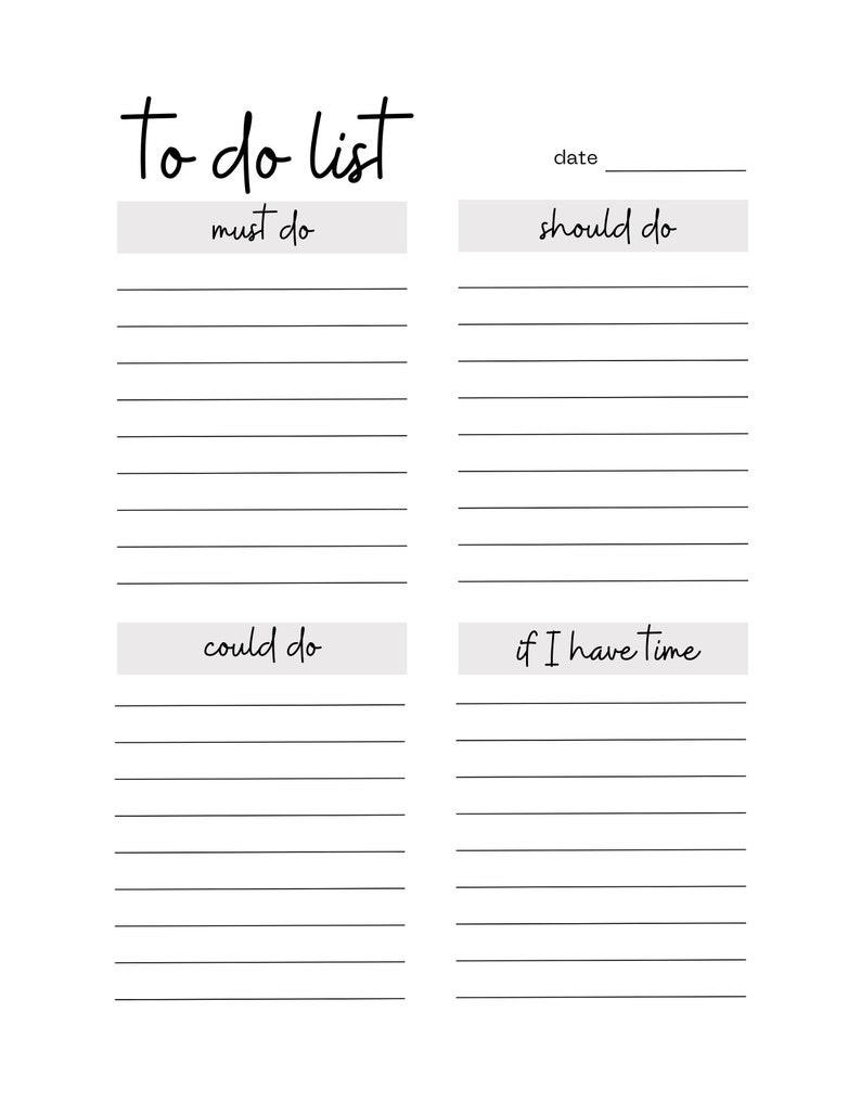 Printable to Do List, Goal Tracker, Checklist, Habit Checklist, Routine ...