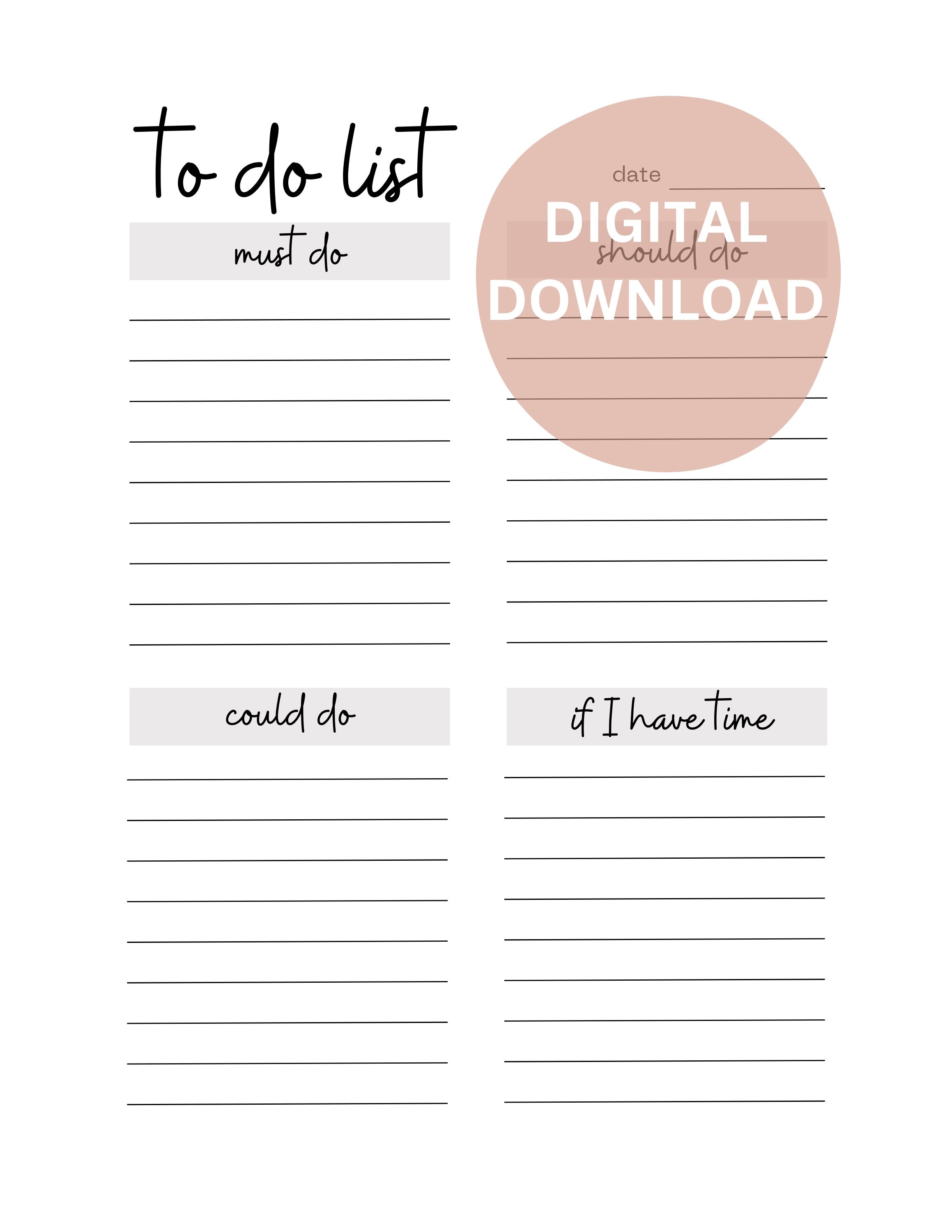 Printable to Do List, Goal Tracker, Checklist, Habit Checklist, Routine ...