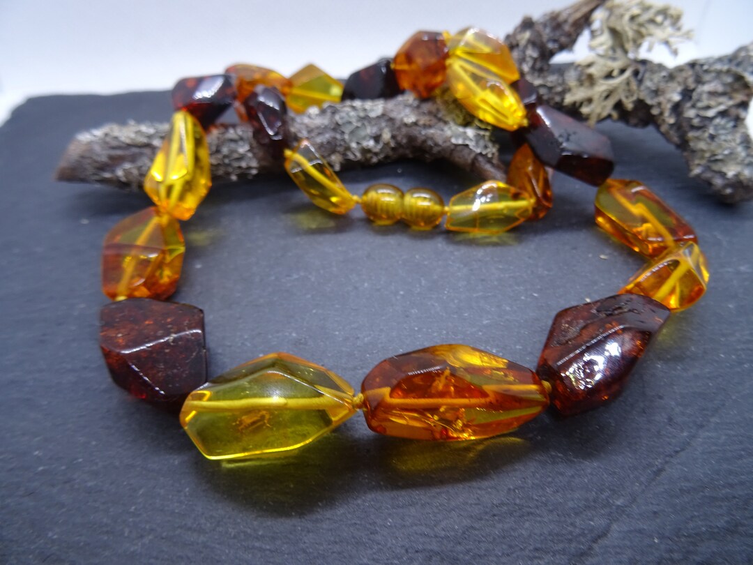 Collier en ambre de la Baltique multicolore facetté fermoir - Etsy France