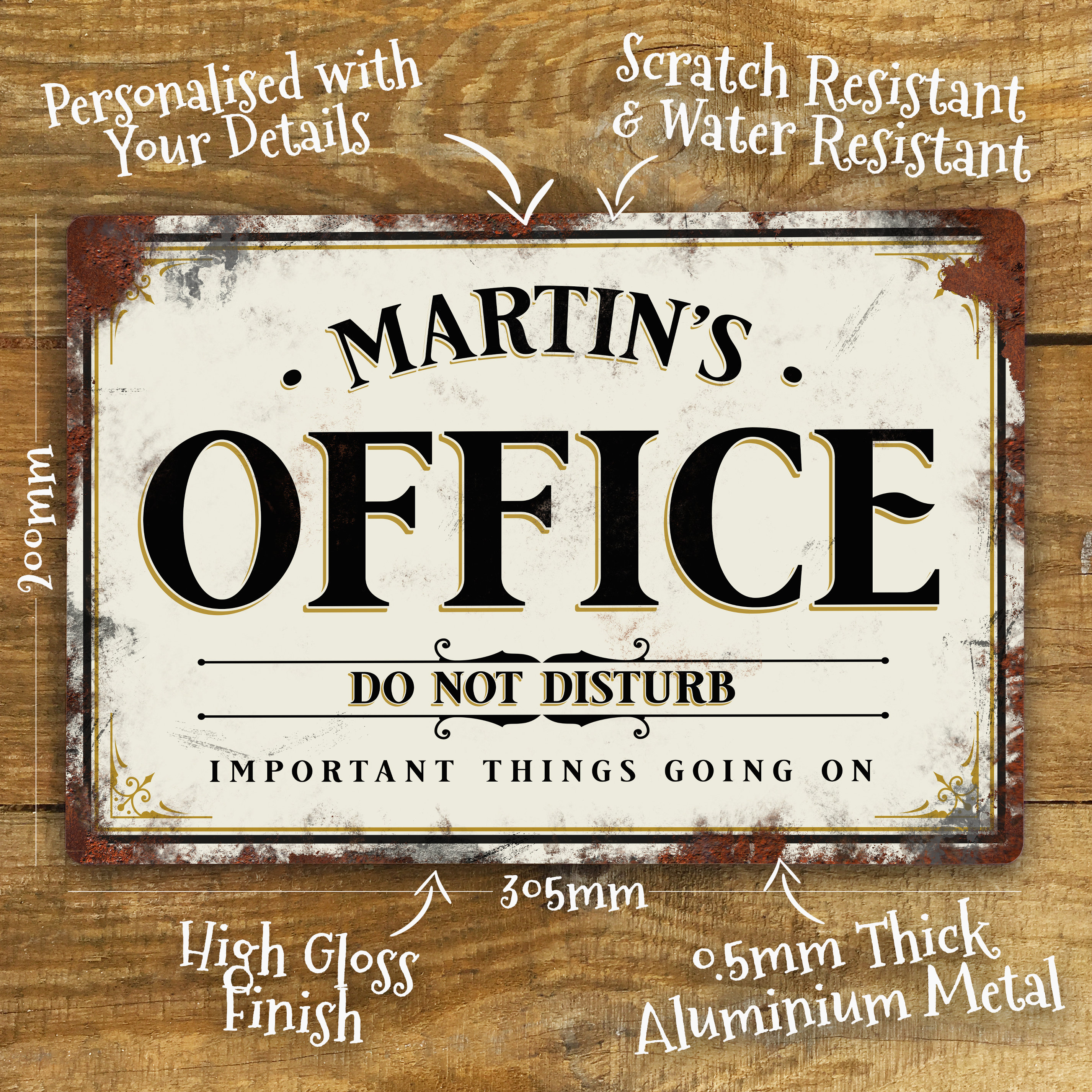 Personalised Office Sign Metal Wall Door Decor Signage Accessory, Study ...