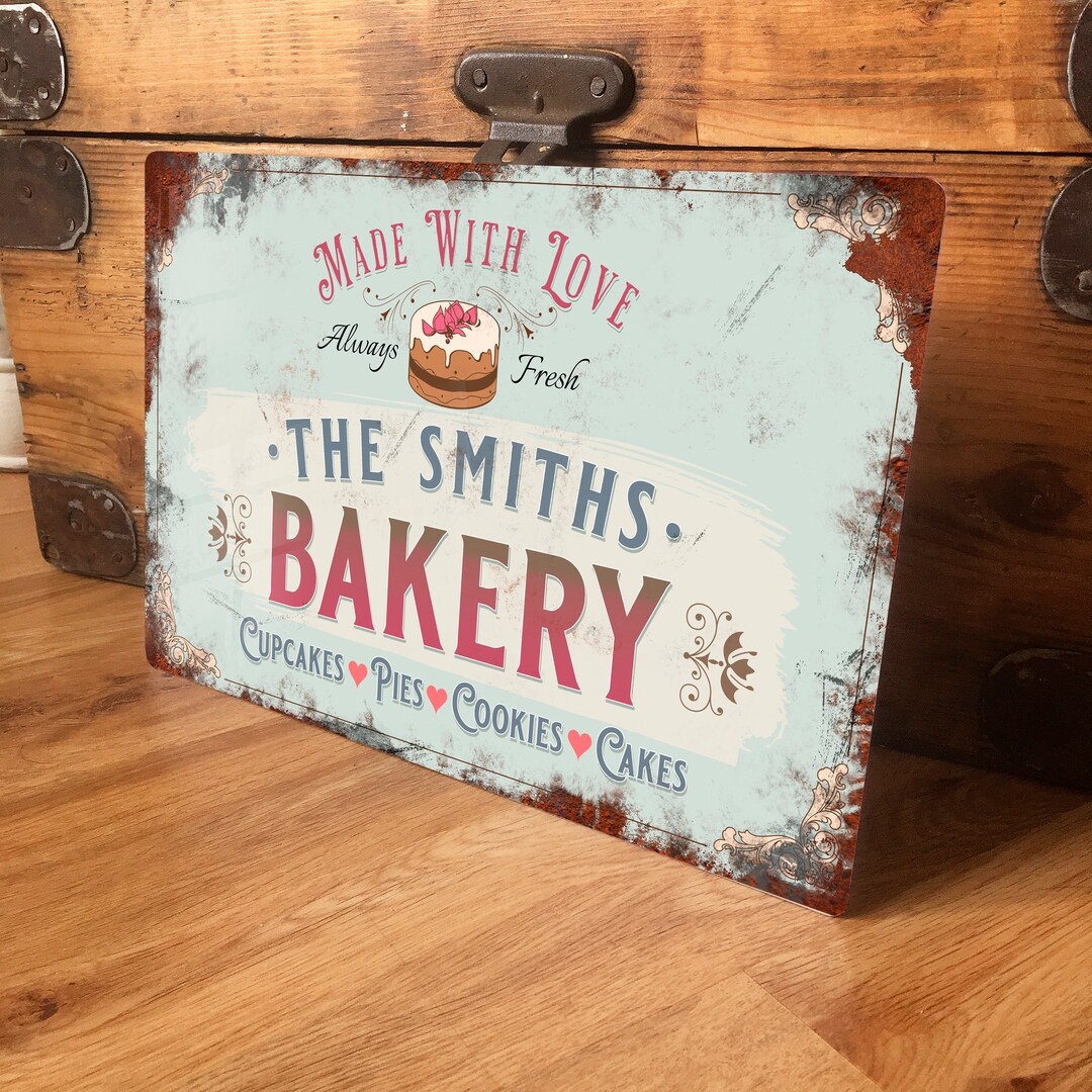 Personalised Kitchen Bakery Sign Metal Wall Door Signage - Family ...