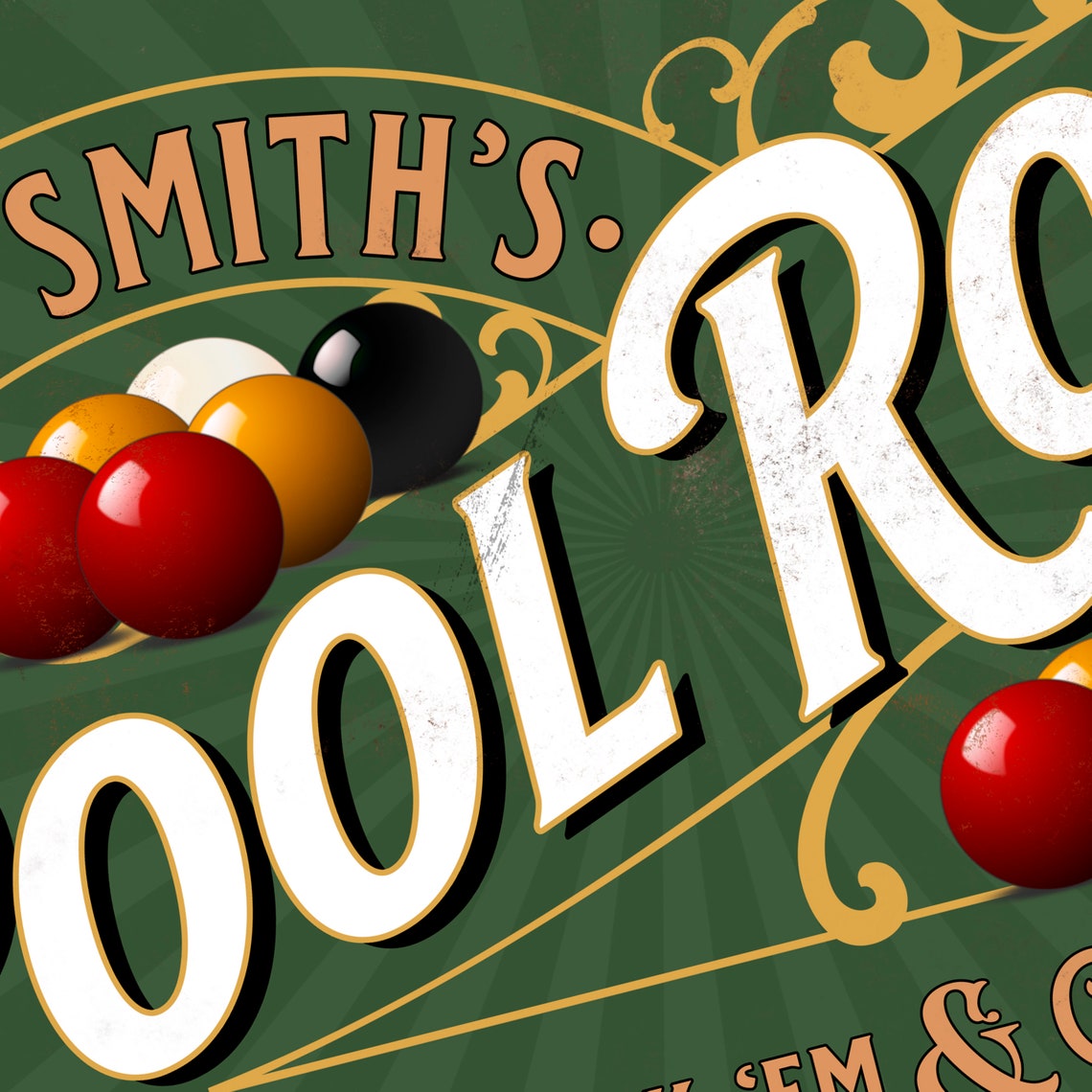 Personalised Pool Room Metal Sign Games Room Wall Door Decor Accessory ...