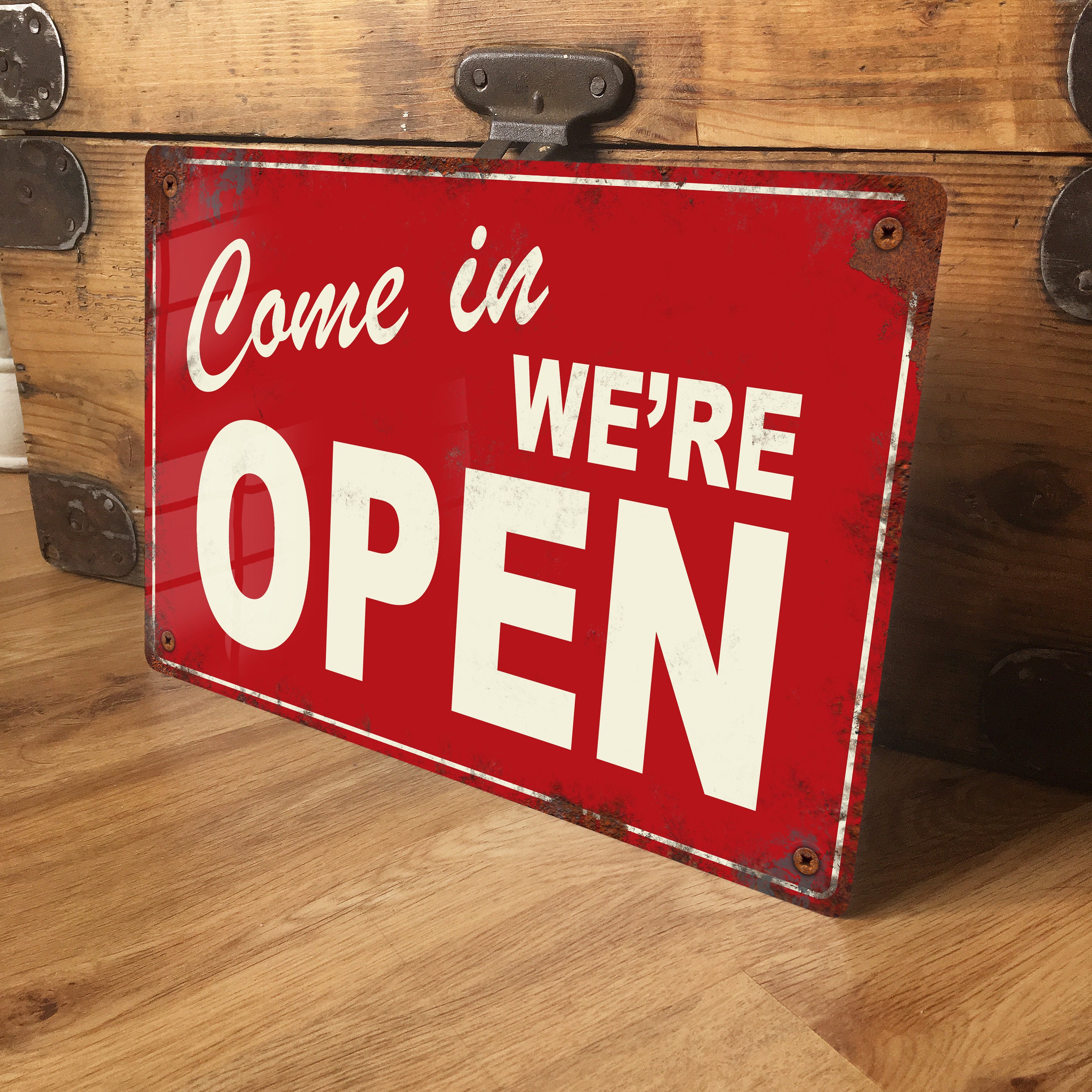 Open Shop Sign Metal Wall Door Signage Vintage Retro Tin - Etsy