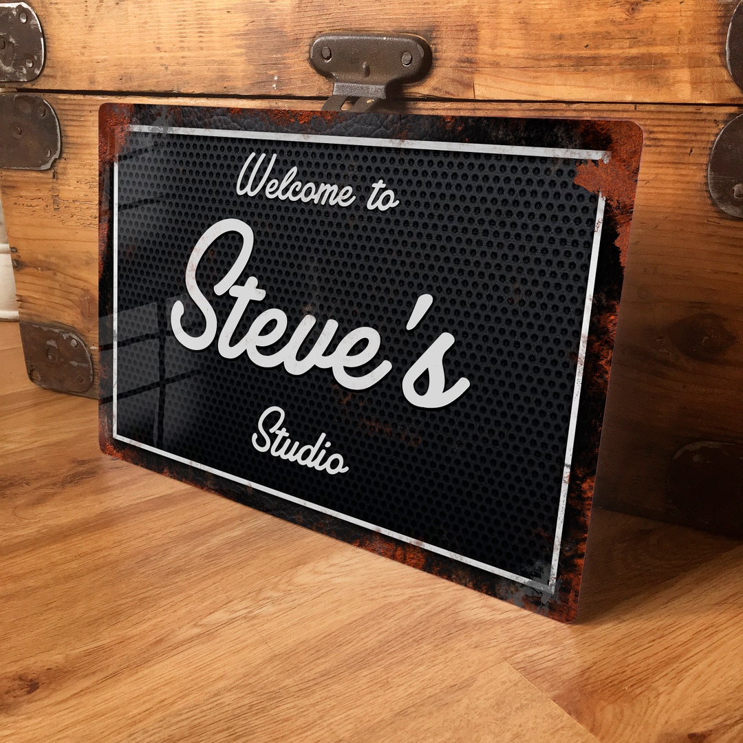 Personalised Music Studio Sign Metal Wall Door Decor Accessory Vintage ...