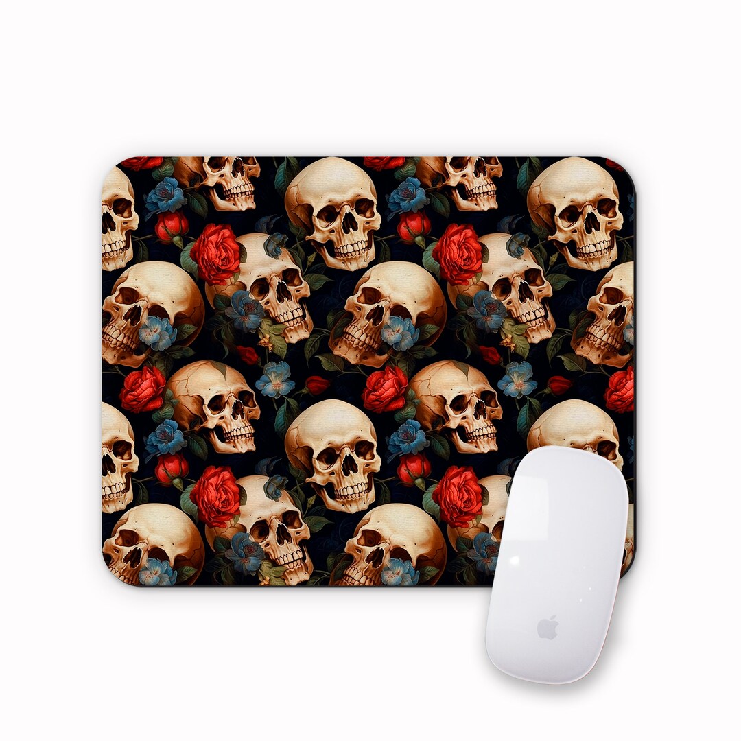 Gothic Mouse Mat Mouse Pad, Skull Pattern Grunge Heavy Metal Art Laptop ...