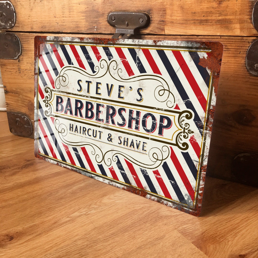 Personalised Barber Shop Metal Sign Wall Door Window Decor Accessory ...