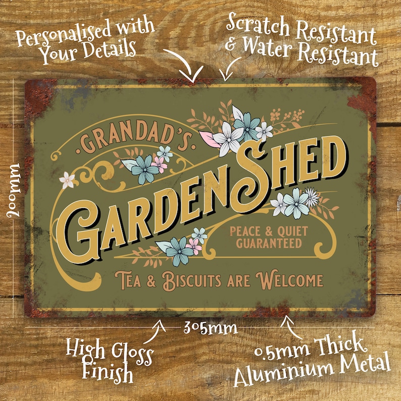 Personalised Garden Shed Sign Metal Wall Door Decor Accessory, Summer ...