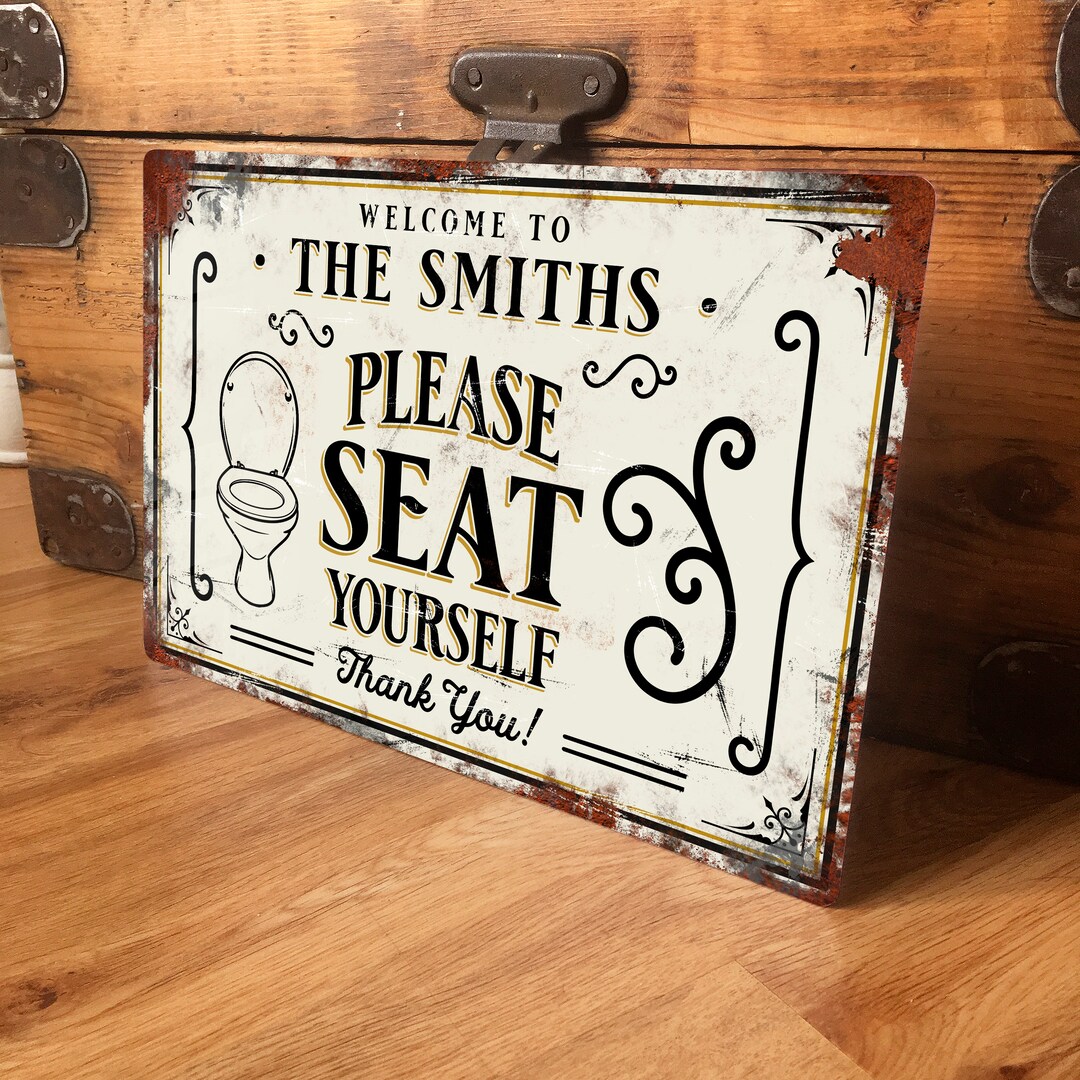 Personalised Bathroom Toilet Metal Sign Wall Door Decor Family WC ...