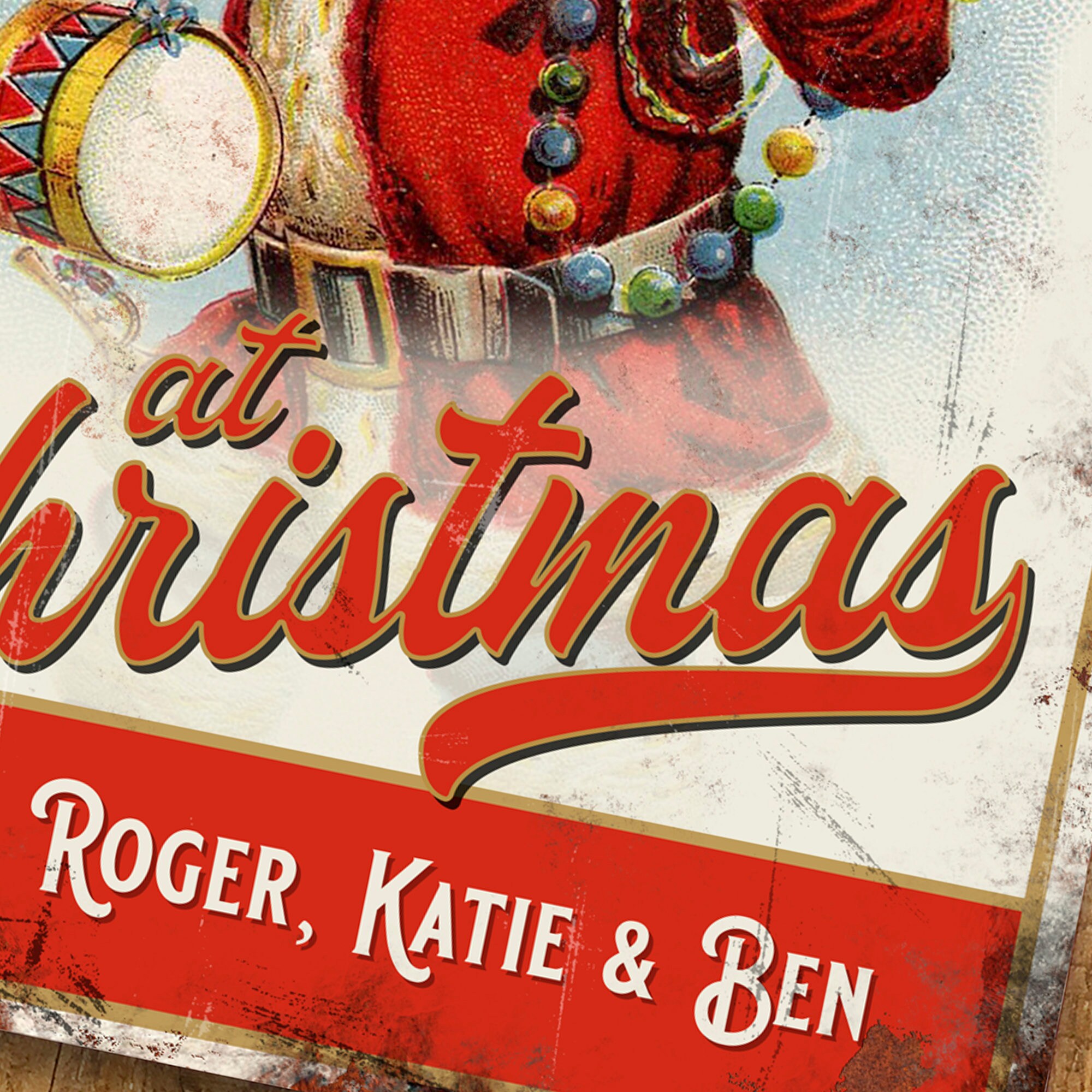 Personalised Christmas Sign Metal Wall Door Decor Traditional Family ...