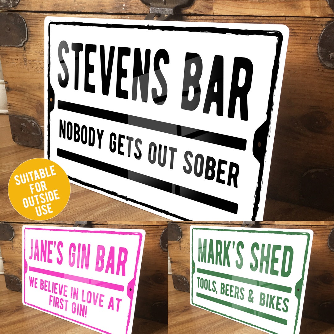 Personalised Metal Street Sign Home Bar Garden Shed Door Plaque ...