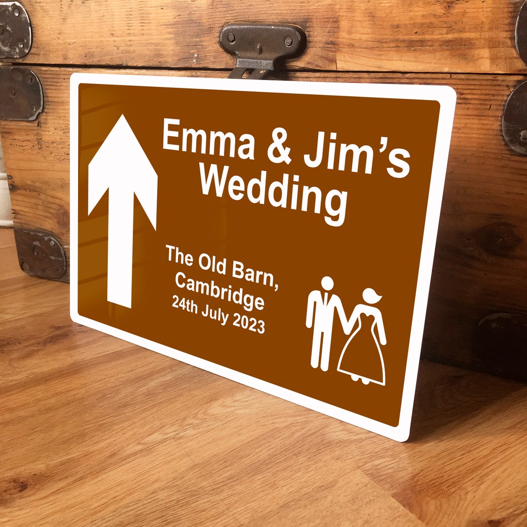Personalised Vintage Wedding Metal Wall Sign Plaque Direction Road Sign ...