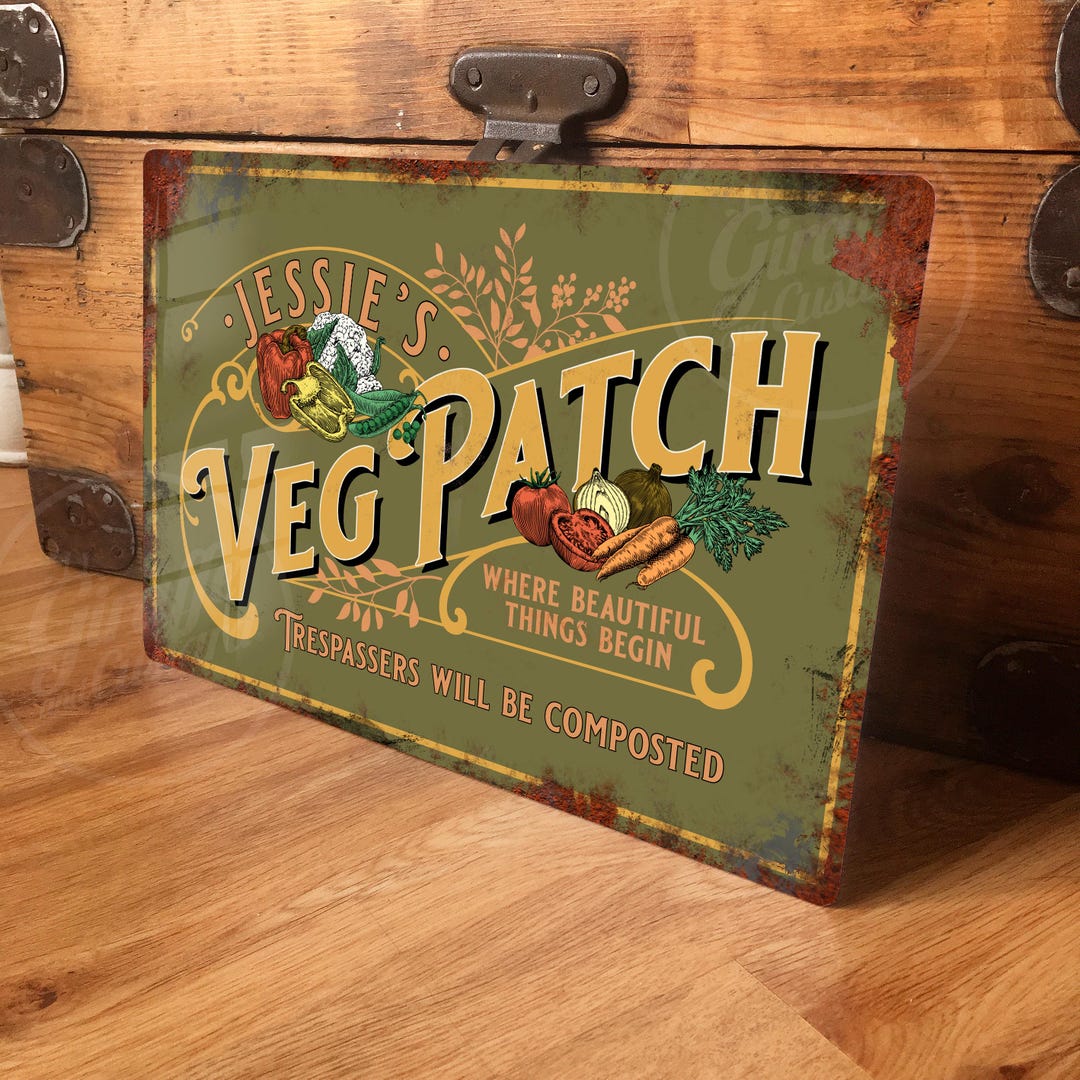 Personalised Veg Patch Sign Metal Garden Allotment Wall Door Decor ...
