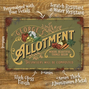 Personalised Allotment Sign Metal Garden Vegetable Patch Wall Door ...