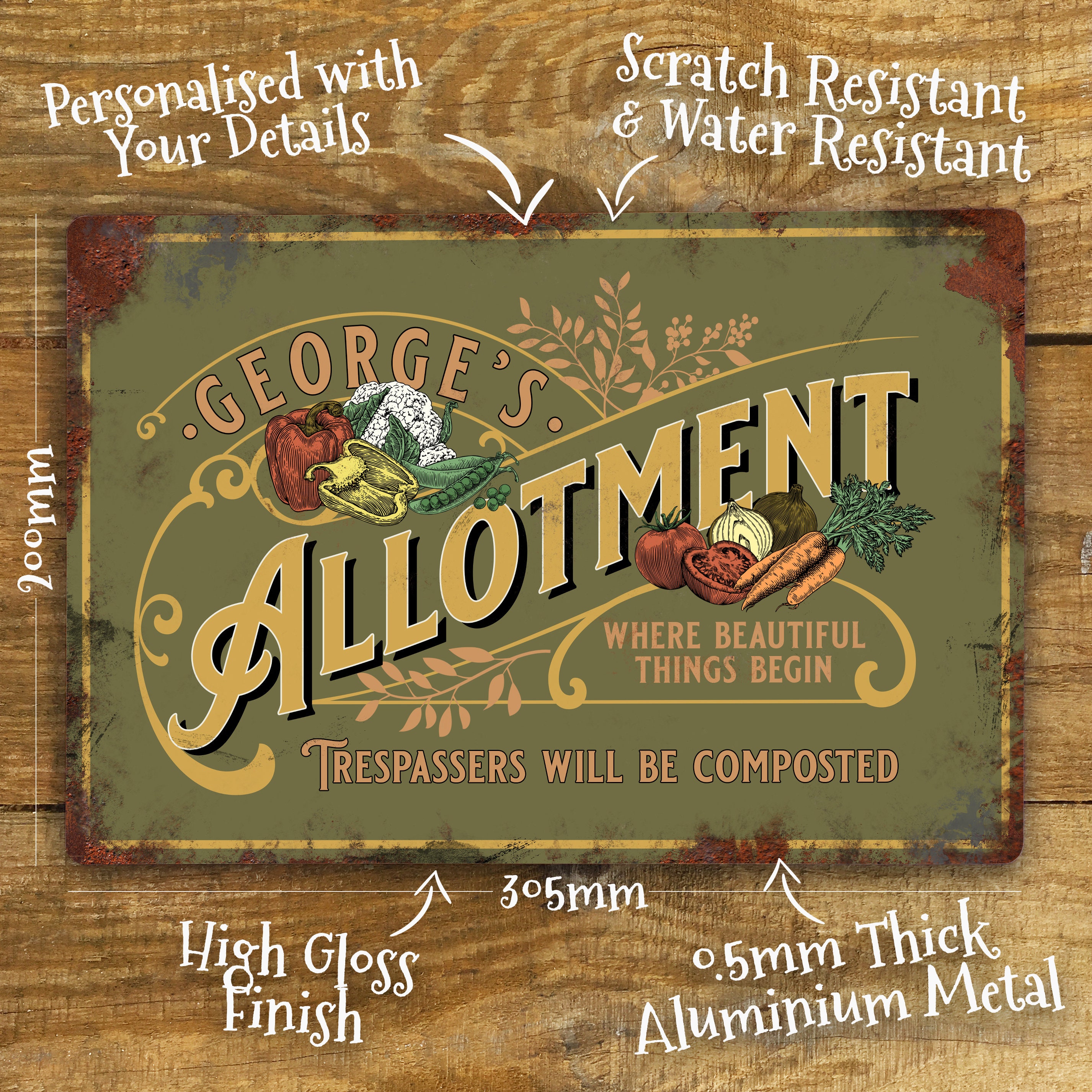 Personalised Allotment Sign Metal Garden Vegetable Patch Wall - Etsy UK