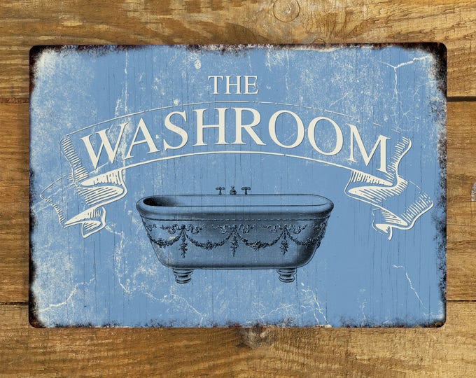 Washroom WC Bathroom Toilet Vintage Metal Wall Sign Plaque A4 Aluminium ...